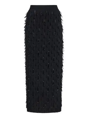 Simkhai Bree Bead-embellished Knit Midi Skirt - Black