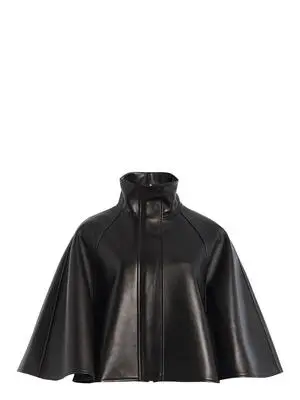 Simkhai Orvik Leather Cape Jacket - Black