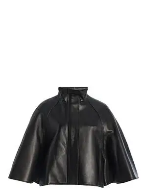 Simkhai Orvik Leather Cape Jacket - Black