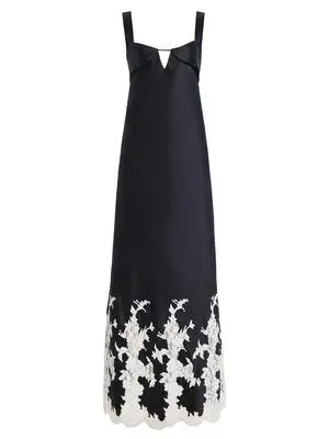 Simkhai Lea Wool-blend Lace-applique Maxi Dress - Black/white