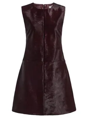 SIMKHAI Sonoma Calf Hair Leather Mini Shift Dress