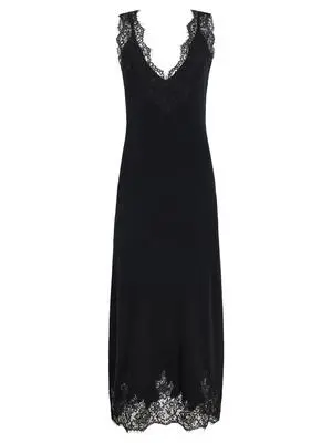 Simkhai Zinnia Lace-trimmed Cashmere Midi Dress - Black