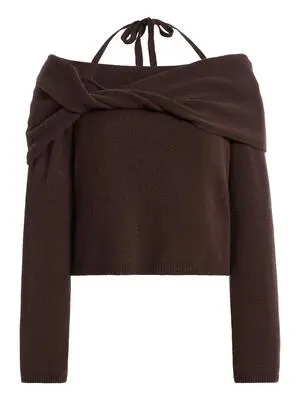 Simkhai Cambria Off-the-shoulder Wool-cashmere Top - Brown