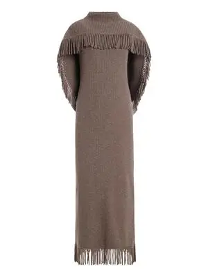 Simkhai Jordan Wool-cashmere Knit Cape Midi Dress - Brown