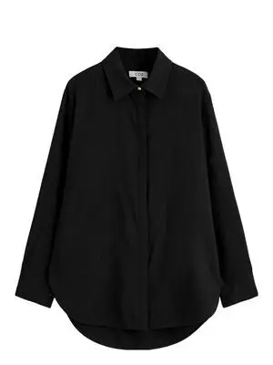 Cos Longline Linen Shirt Black