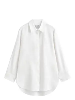Cos Longline Linen Blend Shirt - White
