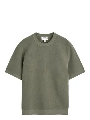 Cos Waffle-knit Cotton T-shirt - Green