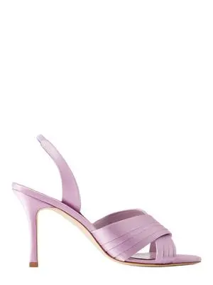 Manolo Blahnik Viera 90 Satin Slingback Sandals - Purple