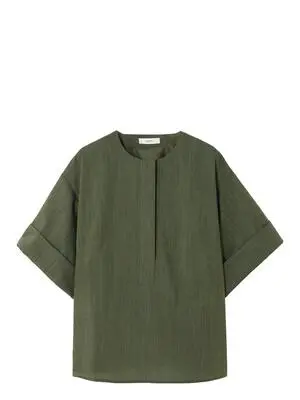 JOSEPH Yani Wool-twill Blouse - Green