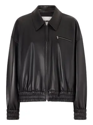 JIL SANDER Leather Bomber Jacket - Black