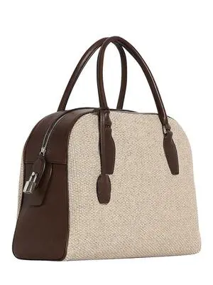 THE ROW India 12.0 Canvas Bag - Shell & Deep Brown Ans