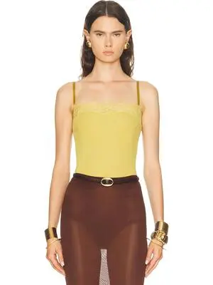 Saint Laurent Lace Tank Top Chartreuse