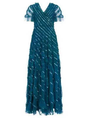 NEEDLE & THREAD V-neck Midi Dress - Blue