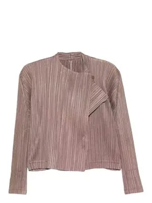 Issey Miyake Button-up Plissé Jacket - Brown