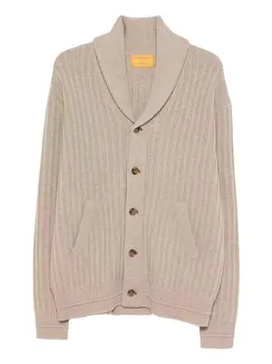 Guest In Residence Shawl-collar Ribbed Cardigan - Neutrals