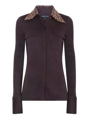 IZAAK AZANEI Embellished Collar Pocket Shirt - Brown