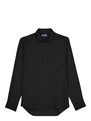 Vilebrequin Linen Shirt Solid Shirt Caroubis Black