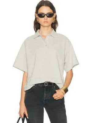 SAINT LAURENT Saint Laurent Oversized Polo Top In Light Grey
