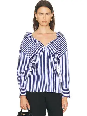 Givenchy Open Shirt - Electric Blue & White