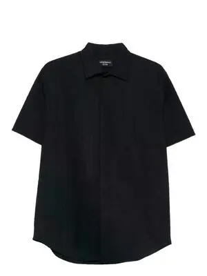 Emporio Armani Textured Short-sleeve Shirt - Blue
