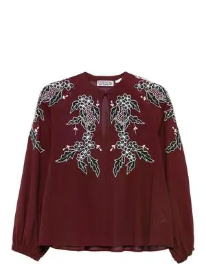 Essentiel Antwerp Floral Embroidered Blouse - Red