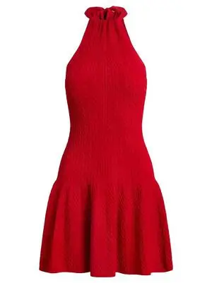 Polo Ralph Lauren Halterneck Cable-knit Mini Dress - Red