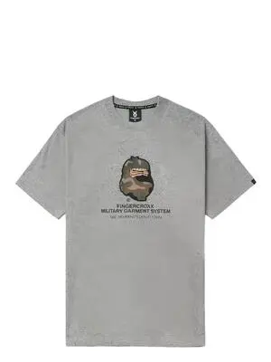 FINGERCROXX Camouflage Appliqué T-shirt - Grey