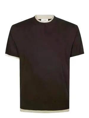 PAOLO PECORA Contrast-border Short-sleeve Knitwear - Brown