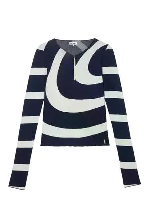 Sunnei Zipped Spiral Fitted Sweater - Blue