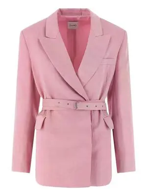 NUDE Linen Blazer With Peak Lapel - Pink