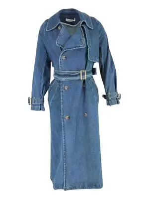 Nour Hammour Harriet Denim Belted Trench Coat - Blue