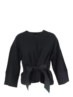 LEMAIRE V-neck Belted Blouse - Black