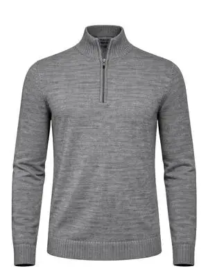 PATRICK ASSARAF Quarter-zip Funnel-neck Sweater - Grey