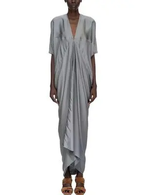 Rick Owens V-neck Draped Maxi Dress - Grey