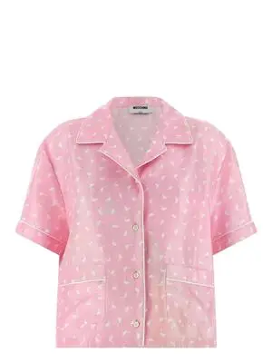 Moschino Goose-print Silk Shirt - Pink