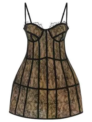 Giuseppe Di Morabito Floral Lace Mini Dress - Black