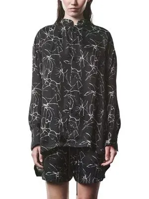 THOM KROM Marble-print Shirt - Black