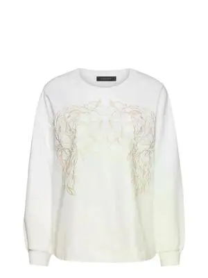 ELENA MIRO` Embroidered Cotton Sweatshirt - White