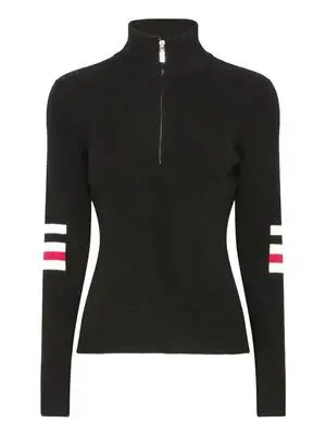 IZAAK AZANEI Triple-stripe Half-zip Sweater - Black