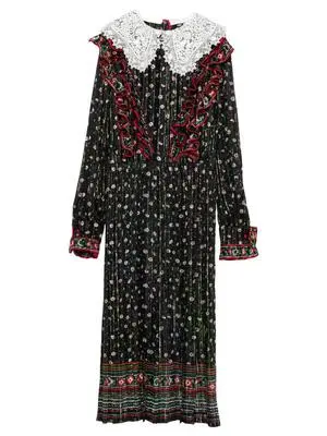 Valentino Garavani Floral-print Midi Dress - Black