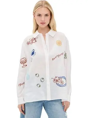 ASTR THE LABEL Trace Picnic Embroidered Shirt