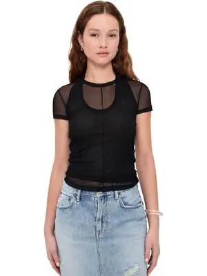Helmut Lang Mesh Layered Tee - Black