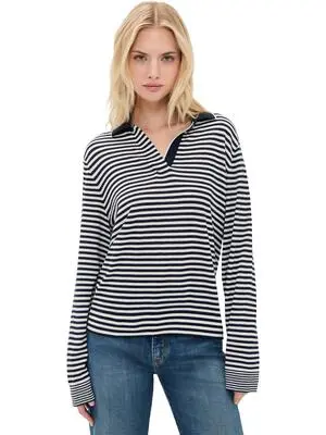 THEORY Striped Long Sleeve Polo