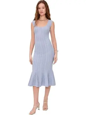 LoveShackFancy Tayleen Pointelle Knit Midi Dress - Moonwash
