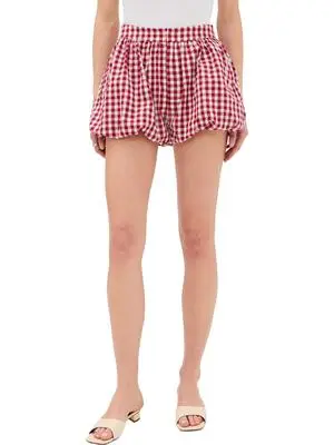 MAUDE CLUB Gingham Capri Shorts - Berry Gingham