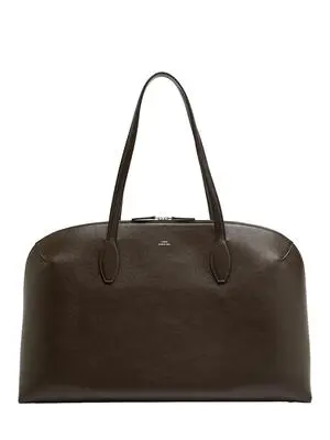 TOTEME Grained Leather Day Tote Bag - Chocolate