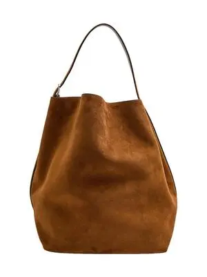 TOTEME Belted Suede Tote - Tan
