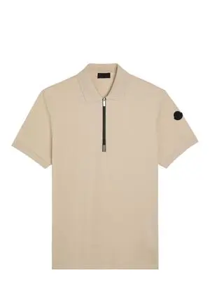 Moncler Half-zip Piqué Cotton Shirt - Beige