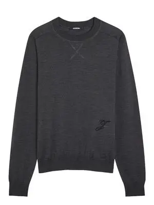 Jacquemus Merino Wool-blend Jumper - Dark Grey