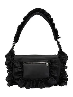 Simone Rocha Pillowcase Ruffled Nylon Shoulder Bag Black